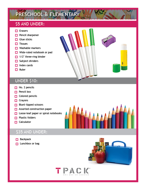 Your Back to School Checklist and TPack's convenient delivery!